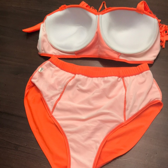 Neon Orange | Swim | Neon Hot Orange Xxxl Bikini Straplessneckunderwire ...